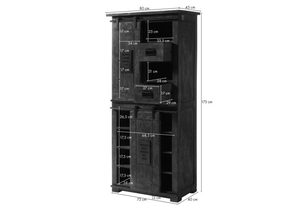 Massivmoebel24 175cm H x 80cm W Solid Wood Standard Bookcase | Wayfair.co.uk